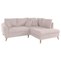 Ecksofa Home Affaire "Blackburn II, L-Form" Sofas Gr. B/H/T: 224cm x 90cm x 191cm, Luxus-Microfaser Lederoptik, Ottomane rechts, grau (taupe) Mit Kaltschaumpolsterung bis 140 kg belastbar