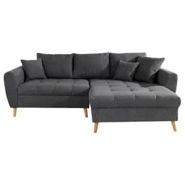 Ecksofa Home Affaire "Blackburn II, L-Form" Sofas Gr. B/H/T: 246cm x 90cm x 170cm, Luxus-Microfaser weich, Recamiere rechts, grau Mit Kaltschaumpolsterung bis 140 kg belastbar