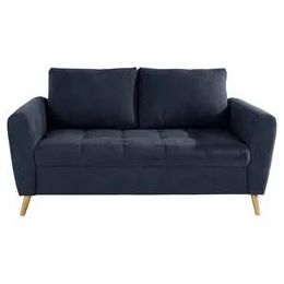 2-Sitzer Home Affaire "Blackburn II" Sofas Gr. B/H/T: 160cm x 90cm x 92cm, Struktur fein, blau (marine) Mit Kaltschaumpolsterung bis 140 kg belastbar