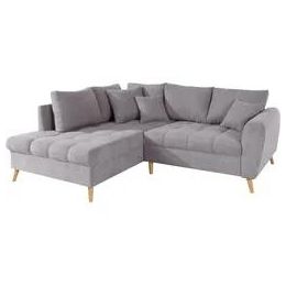 Ecksofa Home Affaire "Blackburn II, L-Form" Sofas Gr. B/H/T: 224cm x 90cm x 191cm, Struktur fein, Ottomane links, grau (hellgrau) Mit Kaltschaumpolsterung bis 140 kg belastbar