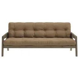 Schlafsofa KARUP DESIGN Sofas Gr. B/H/T: 204cm x 40cm x 90cm, Gestell: Carob Brown, braun (mocca) Mit Holzstruktur, inkl. Futonmatratze, Liegefläche 130x190 cm