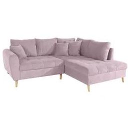 Ecksofa Home Affaire "Blackburn II, L-Form" Sofas Gr. B/H/T: 224cm x 90cm x 191cm, Luxus-Microfaser weich, Ottomane rechts, rosa (flamingo) Mit Kaltschaumpolsterung bis 140 kg belastbar