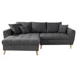 Ecksofa Home Affaire "Blackburn II, L-Form" Sofas Gr. B/H/T: 246cm x 90cm x 170cm, Luxus-Microfaser weich, Recamiere links, grau Mit Kaltschaumpolsterung bis 140 kg belastbar