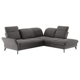 Sit & More Ecksofa SIT & MORE "Leandro L-Form" Sofas Gr. B/H/T: 288cm x 88cm x 242cm, Struktur weich, Ottomane rechts, mit Sitztiefenverstellung-mit Kopfteilverstellung-mit Armlehnfunktion-mit Bettfunktion-mit Stauraum, grau Wahlweise mit Bett-, Kopfteil - und Armlehnfunktion, sowie Stauraum