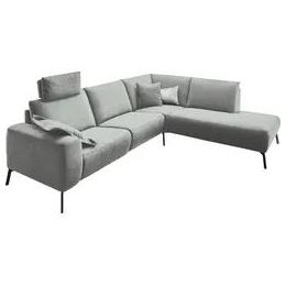 Ecksofa Inosign "Bellini L-Form" Sofas Gr. B/H/T: 263cm x 85cm x 90cm, Luxus-Microfaser weich, Recamiere rechts, grau (hellgrau) incl. motorischer Relaxfunktio, wahlweise Easy Care-Bezug