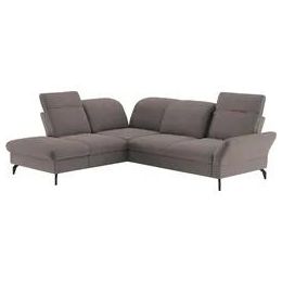 Sit & More Ecksofa SIT & MORE "Leandro L-Form" Sofas Gr. B/H/T: 288cm x 88cm x 242cm, Struktur weich, Ottomane links, mit Sitztiefenverstellung-mit Kopfteilverstellung-mit Armlehnfunktion-mit Bettfunktion-mit Stauraum, grau (taupe) Wahlweise mit Bett-, Kopfteil - und Armlehnfunktion, sowie Stauraum