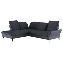 Sit & More Ecksofa SIT & MORE "Leandro L-Form" Sofas Gr. B/H/T: 288cm x 88cm x 242cm, Luxus-Microfaser in Lederoptik, Ottomane links, mit Sitztiefenverstellung-mit Kopfteilverstellung-mit Armlehnfunktion-mit Bettfunktion-mit Stauraum, blau (dunkelblau) Wahlweise mit Bett-, Kopfteil - und Armlehnfunktion, sowie Stauraum