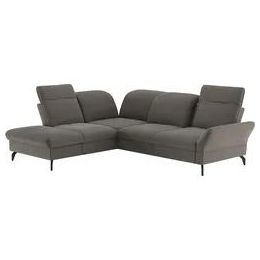 Sit & More Ecksofa SIT & MORE "Leandro L-Form" Sofas Gr. B/H/T: 288cm x 88cm x 242cm, Luxus-Microfaser Euphoria, Ottomane links, mit Sitztiefenverstellung-mit Kopfteilverstellung-mit Armlehnfunktion-mit Bettfunktion-mit Stauraum, braun (schlamm) Wahlweise mit Bett-, Kopfteil - und Armlehnfunktion, sowie Stauraum