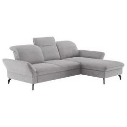 Sit & More Ecksofa SIT & MORE "Leandro L-Form" Sofas Gr. B/H/T: 267cm x 88cm x 200cm, Struktur weich, Recamiere rechts, mit Sitztiefenverstellung-mit Kopfteilverstellung-mit Armlehnfunktion-mit Bettfunktion-mit Bettkasten, silberfarben (silber) Wahlweise mit Bett-, Kopfteil - und Armlehnfunktion, sowie Bettkasten