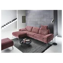 Ecksofa Inosign "Bellini L-Form" Sofas Gr. B/H/T: 297cm x 85cm x 90cm, Chenille, Ottomane links, rosa (rosé) teilmotorische Relaxfunktion an 1 Element, klappbare Armlehnen