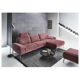 Ecksofa Inosign "Bellini L-Form" Sofas Gr. B/H/T: 297cm x 85cm x 90cm, Chenille, Ottomane rechts, rosa (rosé) teilmotorische Relaxfunktion an 1 Element, klappbare Armlehnen