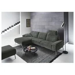 Ecksofa Inosign "Bellini L-Form" Sofas Gr. B/H/T: 297cm x 85cm x 90cm, Chenille, Ottomane links, grau (graphit) teilmotorische Relaxfunktion an 1 Element, klappbare Armlehnen