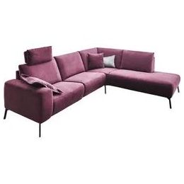 Ecksofa Inosign "Bellini L-Form" Sofas Gr. B/H/T: 263cm x 85cm x 90cm, Luxus-Microfaser weich, Recamiere rechts, rot (bordeaux) incl. motorischer Relaxfunktio, wahlweise Easy Care-Bezug