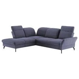 Sit & More Ecksofa SIT & MORE "Leandro L-Form" Sofas Gr. B/H/T: 288cm x 88cm x 242cm, Struktur weich, Ottomane links, mit Sitztiefenverstellung-mit Kopfteilverstellung-mit Armlehnfunktion-mit Bettfunktion-mit Stauraum, blau (tiefblau) Wahlweise mit Bett-, Kopfteil - und Armlehnfunktion, sowie Stauraum