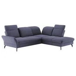 Sit & More Ecksofa SIT & MORE "Leandro L-Form" Sofas Gr. B/H/T: 288cm x 88cm x 242cm, Struktur weich, Ottomane rechts, mit Sitztiefenverstellung-mit Kopfteilverstellung-mit Armlehnfunktion-mit Bettfunktion-mit Stauraum, blau (tiefblau) Wahlweise mit Bett-, Kopfteil - und Armlehnfunktion, sowie Stauraum