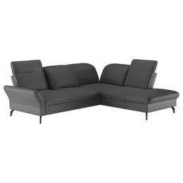 Sit & More Ecksofa SIT & MORE "Leandro L-Form" Sofas Gr. B/H/T: 288cm x 88cm x 242cm, Luxus-Microfaser in Lederoptik, Ottomane rechts, mit Sitztiefenverstellung-mit Kopfteilverstellung-mit Armlehnfunktion-mit Bettfunktion-mit Stauraum, grau (anthrazit) Wahlweise mit Bett-, Kopfteil - und Armlehnfunktion, sowie Stauraum