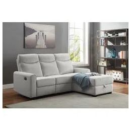 Ecksofa ATLANTIC HOME COLLECTION "Gero L-Form" Sofas Gr. B/T: 206 cm x 170 cm, Cord, Ottomane rechts, grau (hellgrau) mit Relaxfunktion und Stauraum, Cord-Bezug