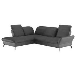 Sit & More Ecksofa SIT & MORE "Leandro L-Form" Sofas Gr. B/H/T: 288cm x 88cm x 242cm, Luxus-Microfaser in Lederoptik, Ottomane links, mit Sitztiefenverstellung-mit Kopfteilverstellung-mit Armlehnfunktion-mit Bettfunktion-mit Stauraum, grau (anthrazit) Wahlweise mit Bett-, Kopfteil - und Armlehnfunktion, sowie Stauraum