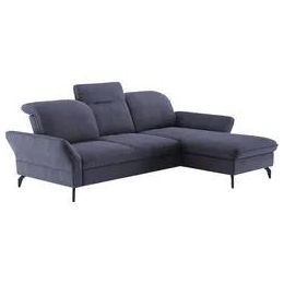 Sit & More Ecksofa SIT & MORE "Leandro L-Form" Sofas Gr. B/H/T: 267cm x 88cm x 200cm, Struktur weich, Recamiere rechts, mit Sitztiefenverstellung-mit Kopfteilverstellung-mit Armlehnfunktion-mit Bettfunktion-mit Bettkasten, blau (tiefblau) Wahlweise mit Bett-, Kopfteil - und Armlehnfunktion, sowie Bettkasten