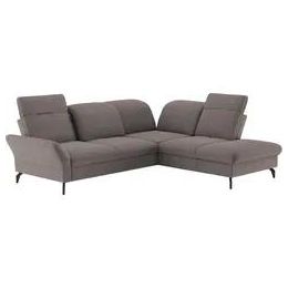 Sit & More Ecksofa SIT & MORE "Leandro L-Form" Sofas Gr. B/H/T: 288cm x 88cm x 242cm, Struktur weich, Ottomane rechts, mit Sitztiefenverstellung-mit Kopfteilverstellung-mit Armlehnfunktion-mit Bettfunktion-mit Stauraum, grau (taupe) Wahlweise mit Bett-, Kopfteil - und Armlehnfunktion, sowie Stauraum