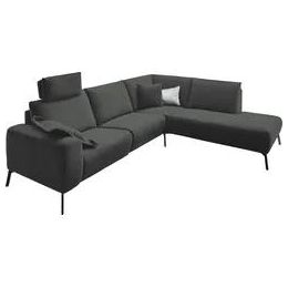 Ecksofa Inosign "Bellini L-Form" Sofas Gr. B/H/T: 263cm x 85cm x 90cm, Easy care, Recamiere rechts, grau (anthrazit) incl. motorischer Relaxfunktio, wahlweise Easy Care-Bezug