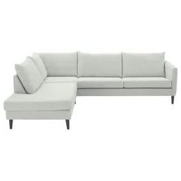 Ecksofa ATLANTIC HOME COLLECTION "Rekvik L-Form" Sofas Gr. B/H: 258cm x 79cm, Struktur, Recamiere links, grau (hellgrau) mit Wellenunterfederung, Massivholzfüßen