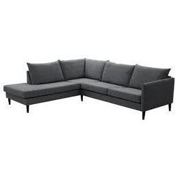 Ecksofa ATLANTIC HOME COLLECTION "Rekvik L-Form" Sofas Gr. B/H: 258cm x 79cm, Struktur, Recamiere links, grau (anthrazit) mit Wellenunterfederung, Massivholzfüßen