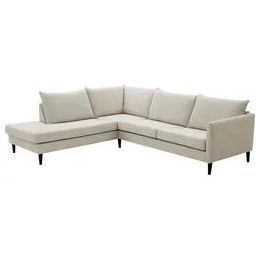 Ecksofa "Rekvik L-Form", beige (creme), B:258cm H:79cm, ATLANTIC HOME COLLECTION, Sofas, mit Wellenunterfederung, mit Massivholzfüßen