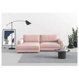 Ecksofa Trendmanufaktur "Bourbon, Designsofa mit tollem Sitzkomfort, L-Form" Sofas Gr. B/H/T: 250 cm x 84 cm x 176 cm, Struktur fein, mega-Recamiere links, XXL ohne Sitztiefenverstellung, lila (flieder) extra tiefe Sitzfläche, wahlweise mit Sitztiefenverstellung