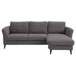 Ecksofa Home Affaire "Gröde, L-Form" Sofas Gr. B/H/T: 242cm x 88cm x 152cm, Luxus-Microfaser, Recamiere rechts, grau (anthrazit) extra weicher Sitzkomfort