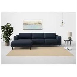 Ecksofa Trendmanufaktur "Lumber Jack, elegantes Designsofa, L-Form" Sofas Gr. B/H/T: 280cm x 85cm x 167cm, Struktur, Recamiere links, ohne Bettfunktion-ohne Bettkasten, blau (nachtblau) wahlweise mit Bettfunktion u. Bettkasten