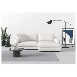 Ecksofa Trendmanufaktur "Bourbon, Designsofa mit tollem Sitzkomfort, L-Form" Sofas Gr. B/H/T: 250cm x 84cm x 176cm, Struktur fein, mega-Recamiere rechts, XXL ohne Sitztiefenverstellung, weiß (silber) extra tiefe Sitzfläche, wahlweise mit Sitztiefenverstellung