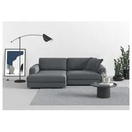 Ecksofa Trendmanufaktur "Bourbon, Designsofa mit tollem Sitzkomfort, L-Form" Sofas Gr. B/H/T: 250cm x 84cm x 176cm, Struktur fein, mega-Recamiere links, XXL ohne Sitztiefenverstellung, grau (dunkelgrau) extra tiefe Sitzfläche, wahlweise mit Sitztiefenverstellung