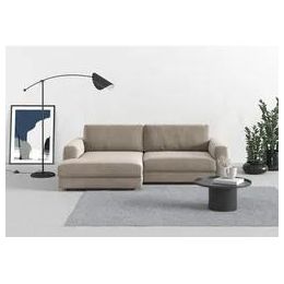 Ecksofa Trendmanufaktur "Bourbon, Designsofa mit tollem Sitzkomfort, L-Form" Sofas Gr. B/H/T: 250 cm x 84 cm x 176 cm, Breitcord, mega-Recamiere links, XXL ohne Sitztiefenverstellung, beige extra tiefe Sitzfläche, wahlweise mit Sitztiefenverstellung