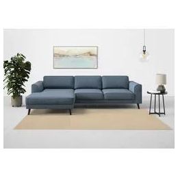 Ecksofa Trendmanufaktur "Lumber Jack, elegantes Designsofa, L-Form" Sofas Gr. B/H/T: 280cm x 85cm x 167cm, Struktur weich, Recamiere links-Bettfunktion rechts, mit Bettfunktion-mit Bettkasten, blau (blue horizom) wahlweise mit Bettfunktion u. Bettkasten