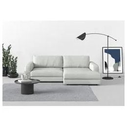 Ecksofa Trendmanufaktur "Bourbon, Designsofa mit tollem Sitzkomfort, L-Form" Sofas Gr. B/H/T: 250 cm x 84 cm x 176 cm, Struktur, mega-Recamiere rechts, XXL mit Sitztiefenverstellung, weiß (silver) extra tiefe Sitzfläche, wahlweise mit Sitztiefenverstellung