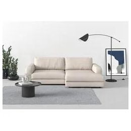 Ecksofa Trendmanufaktur "Bourbon, Designsofa mit tollem Sitzkomfort, L-Form" Sofas Gr. B/H/T: 250cm x 84cm x 176cm, Struktur, mega-Recamiere rechts, XXL ohne Sitztiefenverstellung, grau (dove) extra tiefe Sitzfläche, wahlweise mit Sitztiefenverstellung