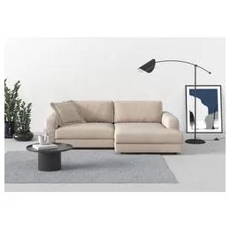 Ecksofa Trendmanufaktur "Bourbon, Designsofa mit tollem Sitzkomfort, L-Form" Sofas Gr. B/H/T: 250cm x 84cm x 176cm, Struktur fein, mega-Recamiere rechts, XXL mit Sitztiefenverstellung, grau (taupe) extra tiefe Sitzfläche, wahlweise mit Sitztiefenverstellung