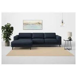 Ecksofa Trendmanufaktur "Lumber Jack, elegantes Designsofa, L-Form" Sofas Gr. B/H/T: 280cm x 85cm x 167cm, Struktur, Recamiere links-Bettfunktion rechts, mit Bettfunktion-mit Bettkasten, blau (nachtblau) wahlweise mit Bettfunktion u. Bettkasten