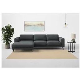 Ecksofa Trendmanufaktur "Lumber Jack, elegantes Designsofa, L-Form" Sofas Gr. B/H/T: 280cm x 85cm x 167cm, Struktur, Recamiere links-Bettfunktion rechts, mit Bettfunktion-mit Bettkasten, grau (anthrazit) wahlweise mit Bettfunktion u. Bettkasten