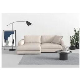 Ecksofa Trendmanufaktur "Bourbon, Designsofa mit tollem Sitzkomfort, L-Form" Sofas Gr. B/H/T: 250cm x 84cm x 176cm, Struktur, mega-Recamiere links, XXL ohne Sitztiefenverstellung, grau (dove) extra tiefe Sitzfläche, wahlweise mit Sitztiefenverstellung