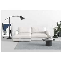 Ecksofa Trendmanufaktur "Bourbon, Designsofa mit tollem Sitzkomfort, L-Form" Sofas Gr. B/H/T: 250cm x 84cm x 176cm, Struktur fein, mega-Recamiere links, XXL ohne Sitztiefenverstellung, weiß (silber) extra tiefe Sitzfläche, wahlweise mit Sitztiefenverstellung