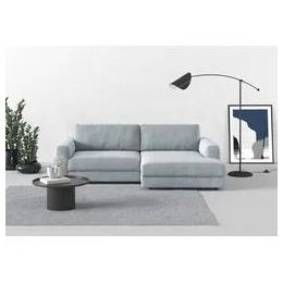 Ecksofa Trendmanufaktur "Bourbon, Designsofa mit tollem Sitzkomfort, L-Form" Sofas Gr. B/H/T: 250cm x 84cm x 176cm, Breitcord, mega-Recamiere rechts, XXL ohne Sitztiefenverstellung, grau extra tiefe Sitzfläche, wahlweise mit Sitztiefenverstellung