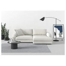 Ecksofa Trendmanufaktur "Bourbon, Designsofa mit tollem Sitzkomfort, L-Form" Sofas Gr. B/H/T: 250 cm x 84 cm x 176 cm, Struktur weich, mega-Recamiere rechts, XXL mit Sitztiefenverstellung, silberfarben (silver lining) extra tiefe Sitzfläche, wahlweise mit Sitztiefenverstellung