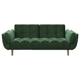 Schlafsofa Playboy "Scarlett" Sofas Gr. B/H/T: 215cm x 81,5cm x 84,5cm, Polyester, grün (dunkelgrün) Schlafsofa