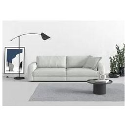 Big-Sofa Trendmanufaktur "Bourbon" Sofas Gr. B/H/T: 264 cm x 84 cm x 126 cm, Struktur, XXL ohne Sitztiefenverstellung, weiß (silver) extra tiefe Sitzfläche, wahlweise mit Sitztiefenverstellung bestellbar