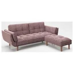 Schlafsofa Playboy "Scarlett" Sofas Gr. B/H/T: 215cm x 81,5cm x 84,5cm, Polyester, rosa (altrosa) Schlafsofa