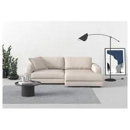 Ecksofa Trendmanufaktur "Bourbon, Designsofa mit tollem Sitzkomfort, L-Form" Sofas Gr. B/H/T: 250cm x 84cm x 176cm, Struktur, mega-Recamiere rechts, XXL mit Sitztiefenverstellung, grau (dove) extra tiefe Sitzfläche, wahlweise mit Sitztiefenverstellung