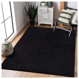 Teppich Carpet City "Friseé-Teppich FANCY900" Teppiche Gr. B: 200cm, 12mm, L: 290cm, schwarz Kurzflor, Einfarbig, 3D-Optik, Streifen Look