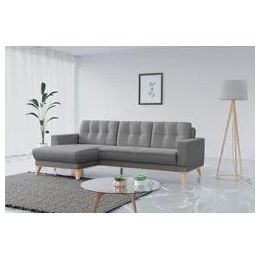 Sit & More Ecksofa SIT & MORE "Lavida L-Form" Sofas Gr. B/H/T: 279cm x 90cm x 167cm, Flachgewebe, Recamiere links, mit Kipper-mit Bettkasten-3 Rückenkissen-belastbar bis 495 kg, grau (hellgrau) wahlweise mit Kippfunktion und Bettkasten